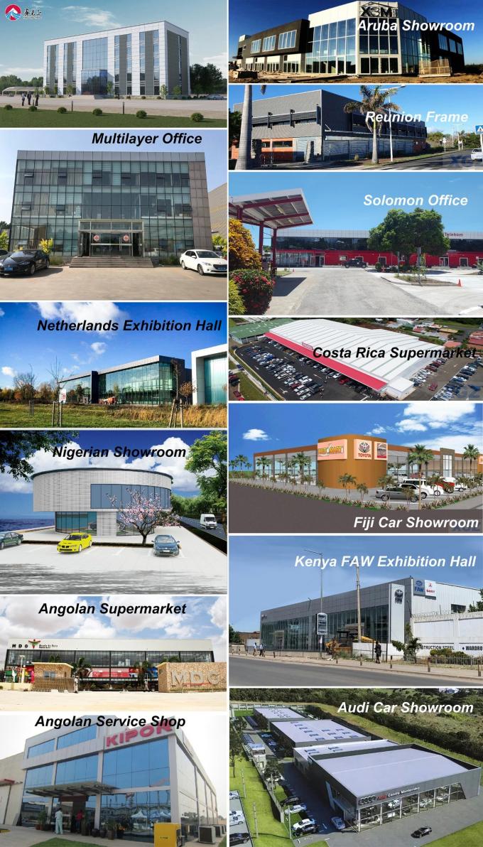 Light Weight Prefabricated Steel Office Building Painted Surface Treatment